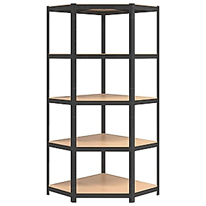 vidaXL 5-Layer Corner Shelf Anthracite Steel&Engineered Wood