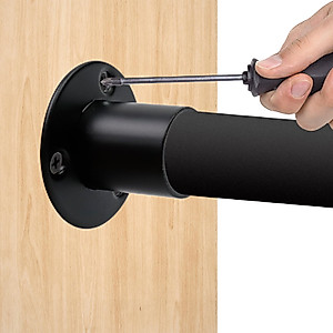 Antrader 0.75 Inch Diameter Stainless Steel Matte Black Adjustable Closet Rod Flange Holder Shower Socket Bracket Support Pack of 4