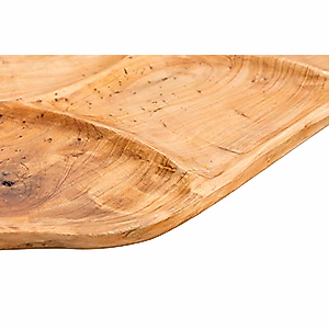 TJ Global Natural Root Wood Serving Platter Tray Board for Cheese, Appetizer, Charcuterie, Bread, Snacks, or Decor Display with 4 Compartments (18" x 13")