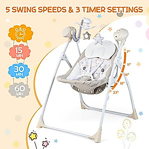 2-in-1 Bouncer & Rocker, Electric Foldable Baby Rocking Chair with Adjustable Backrest, Portable Rocker and Bouncer for Babies Includes Soft Toys