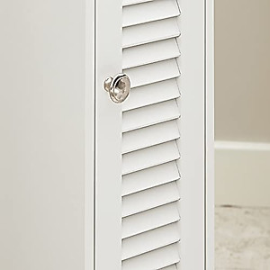 Haotian BZR49-W, White Free Standing Bathroom Toilet Paper Roll Holder, Storage Cabinet Holder, Organizer for Bath Toilet