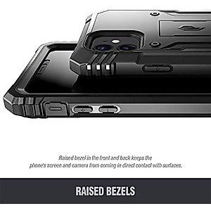 Poetic iPhone 11 Rugged Case with Kickstand, Full-Body Dual-Layer Shockproof Protective Cover, Built-in-Screen Protector, Revolution Series, for Apple iPhone 11 (2019) 6.1 Inch, Black