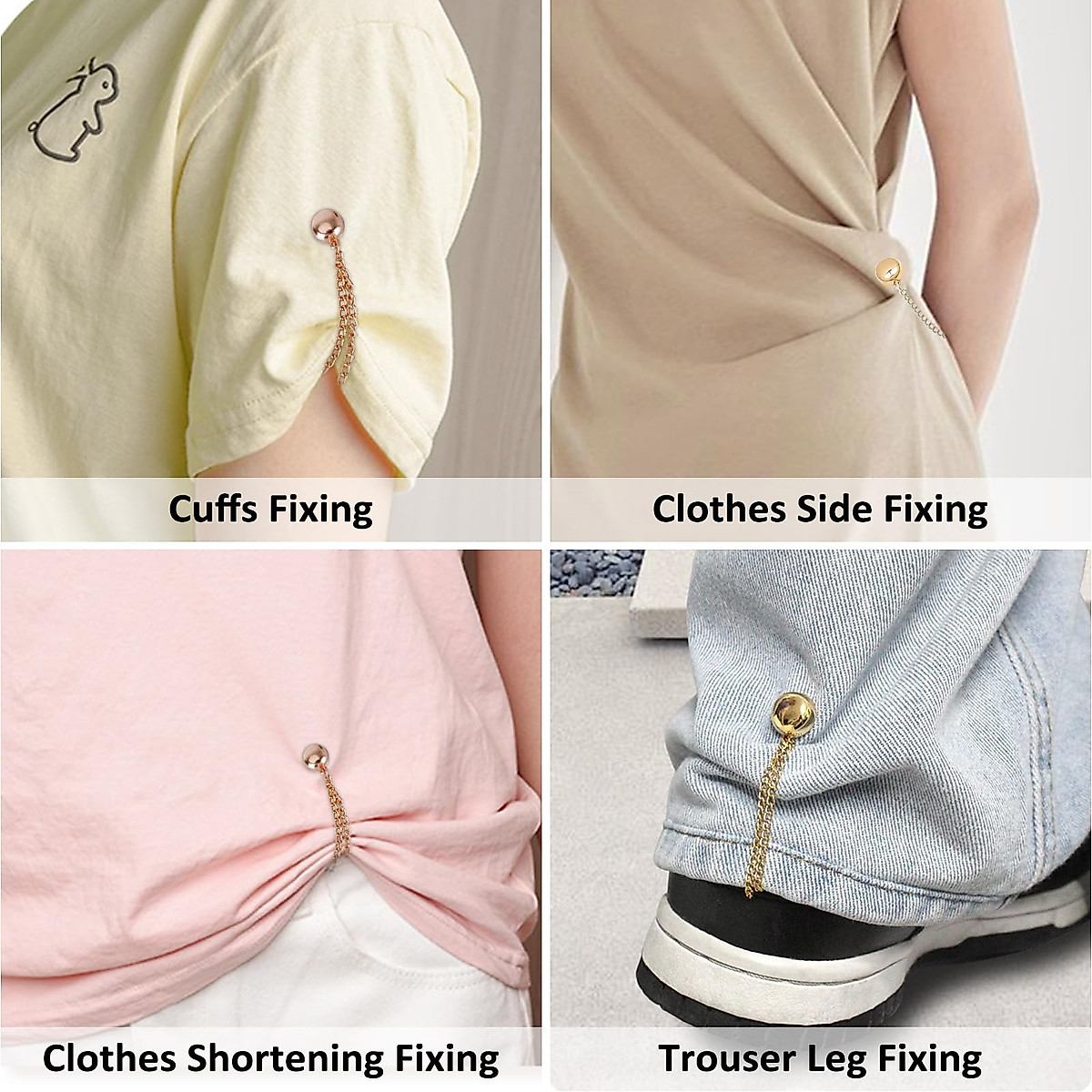 TOOVREN 4PCS Magnetic Clothing Clips, Tshirt Clips, Multifunction Magnetic Clothing Clips, Shirt Clips for Women Clothing, Clothing Clips for Fitting, Magnetic Hem Clip, Clothes Clips for Cardigans, Cuffs, Hijabs