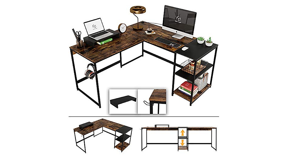 L-Shaped Home Office Desk - Modern & Versatile Design