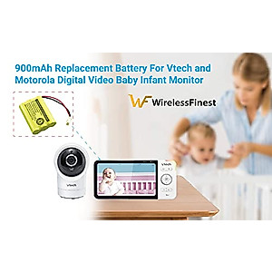 WirelessFinest 900mAH Battery Replacement Rechargeable for VTech Video Baby Monitor BT207695 VM312 VM3251 VM3252 VM3261 Digital Video Baby Infant Monitor Radio Repair Power Issue