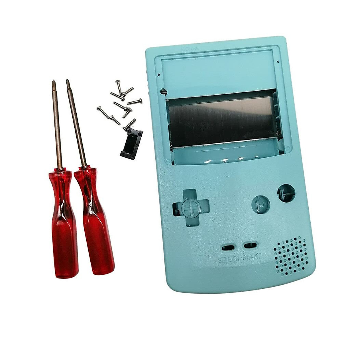 Cowhilan Replacement IPS Full Housing Shell Case + Screwdrivers Compatible with Gameboy Color GBC IPS Highlight Screen Console, Blue
