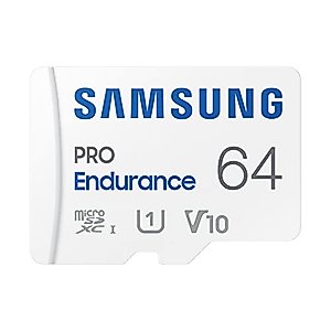 SAMSUNG PRO Endurance 64GB MicroSDXC Memory Card with Adapter for Dash Cam, Body Cam, and security camera – Class 10, U1, V10 (‎MB-MJ64KA/AM)