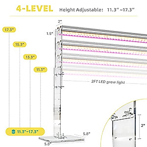Grow Light with Plant Stand, 2FT T5 Grow Lights for Seed Starting, 30W Full Spectrum Plant Light for Indoor Plants, Height Adjustment, Indoor Garden with LED Grow Light by Bstrip