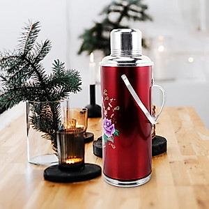 Happyyami Coffee Mug Vacuum Insulated Water Bottle Chinese Style Retro Double Walled Thermal Hot Coffee Drink Dispenser Mug for Home Travel 2L Insulated Water Bottles