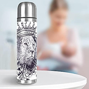 Lion King Stainless Steel Water Bottle, Leak-Proof Travel Thermos Mug, Double Walled Vacuum Insulated Flask 17 OZ