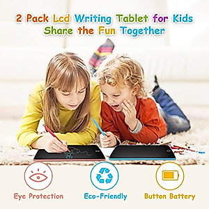 2 Pack LCD Writing Tablet, 8.5 Inch Electronic Drawing Pad, Colorful Toddler Doodle Board,Educational Learning Gifts for Kids Age 3 4 5 6 7 8 Years Old Girls Boys (Blue+Pink)
