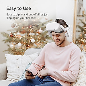 KIWI design Comfort Battery Audio Head Strap 6400mAh Compatible with Quest 2 Accessories, AIO All-in-one Headphone Elite Strap Battery Pack Replacement, White and black