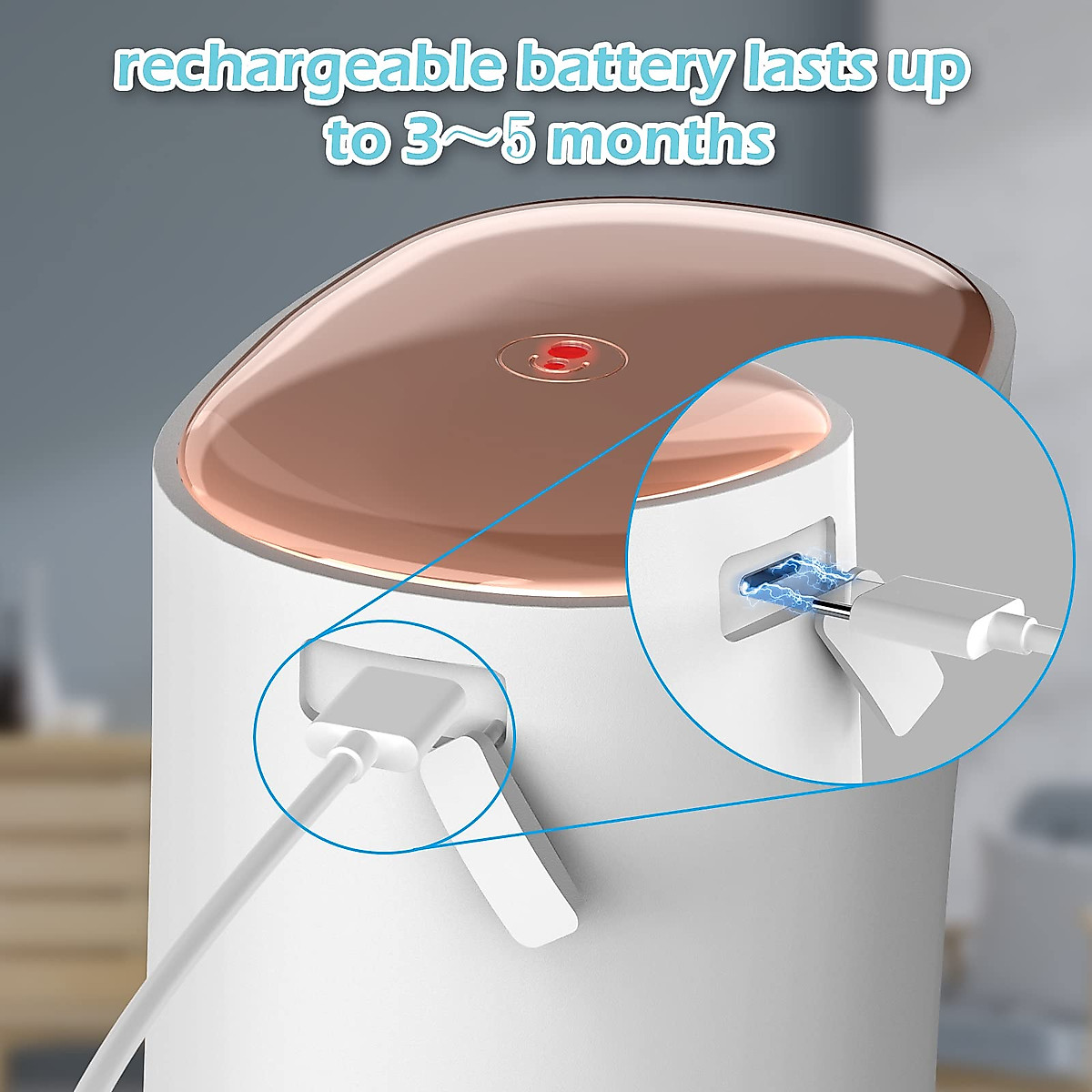 Automatic Foaming Soap Dispenser, Lotuze 15oz/450ml Touchless Foam Hand Soap Dispenser Rechargeable Electric Motion Sensor Liquid Soap Pump Hands Free Soap Dispenser for Kitchen, Bathroom