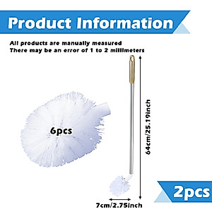 5 Gallon Water Jug Brush Cleaner, 2PCS Bottle Brush for 5 Gallon Jug 3 & 5 Gallon Bottle Cleaner Brush, Water Bucket Bottle Brush with 6 Replaceable 360° Spherical Brush Head, Stainless Steel Handle