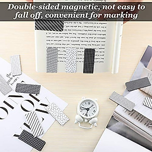 30 Pieces Magnetic Bookmarks Magnetic Page Markers Assorted Bookmarks Set for Student Stationery Present Magnet Bookmarks Clips (Black and White)