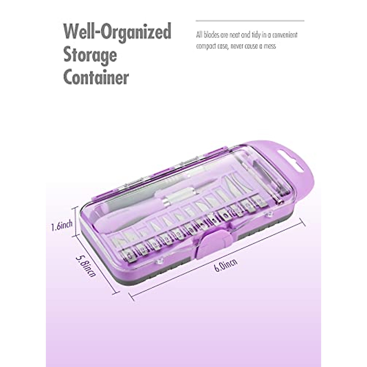 FantastiCAR Craft Knife Precision Cutter Hobby Knife Blades Set (18pcs) for Art Work, Scrapbooking, Stencil, Architecture Modeling, Wood Leather Working (Purple)