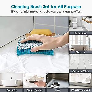 Scrub Brush Set for Cleaning, TINA&TONY Cleaning Brush Shower Scrubber Brush Kitchen Scrub Brush Stiff Bristles Grout Cleaning Brush for Tile Floor Bathroom Bathtub Carpet Sink, Transparent, 2PCS