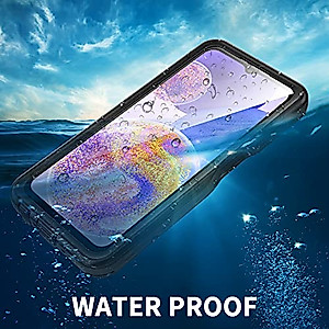 for Samsung Galaxy A23 5G Case, Waterproof Phone Case with Built-in Screen Protector and Lanyard, Full Body Underwater Dustproof Shockproof Rugged Heavy Duty Protection Cover for Samsung A23 5G Black