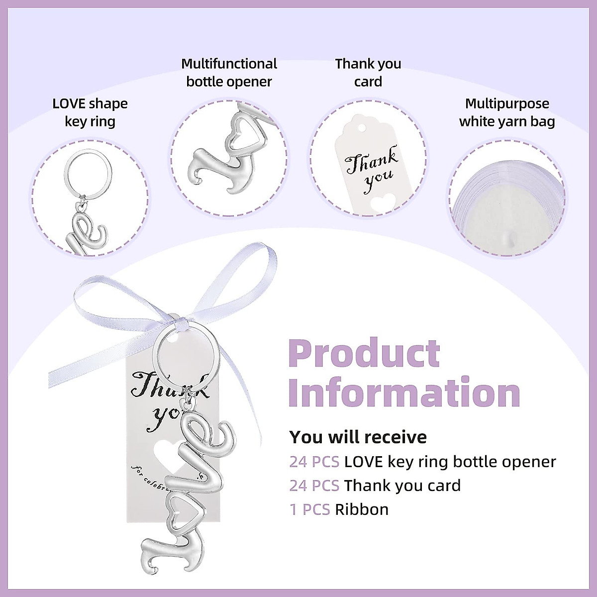 VZCBZC 24PCS Silver Love Bottle Openers for Wedding Favors Bridal Shower Favors,Gifts,Decorations or souvenirs for Guests