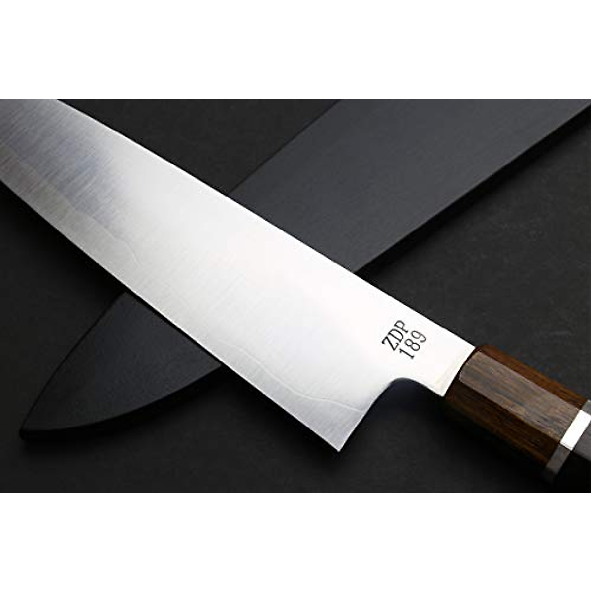 Yoshihiro TM-Hayate ZDP189 Super High Carbon Stainless Steel Gyuto Knife Octagonal Ebony Wood Handle with Sterling Silver Ring (10.5'' (270mm))