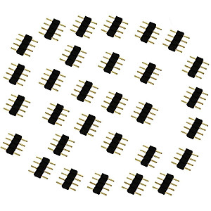 TronicsPros 30pcs 4 Pin LED Strip Connector Male to Male Adapter Plug for SMD 5050 3528 2835 RGB Flex TV Backlight LED Strip LED Tape Flexible LED Ribbon LED Rope Light LED Controller (Black)