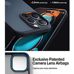 TORRAS Shockproof Compatible for iPhone 13 Pro Max Phone Case, [Military Grade Drop Protection] [Sleek Premium Touch] Translucent Matte Phone Case for iPhone 13 Pro Max Case, Guardian Series, Black