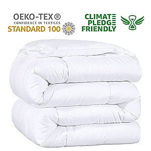 Kingsley trend King Comforter Duvet Insert - All Season Quilted Ultra Soft Breathable Down Alternative King Size Comforter, Box Stitch White Comforter with Corner Tabs, King 104x92