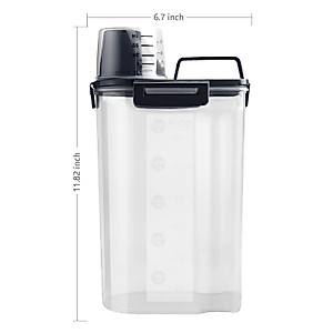 Uppetly Rice Airtight Dry Food Storage Containers, BPA Free Plastic Storage Bin Dispenser with Pourable Spout, Measuring cup for Cereal, Flour and Baking Supplies, Include a Stainless Steel Whisk