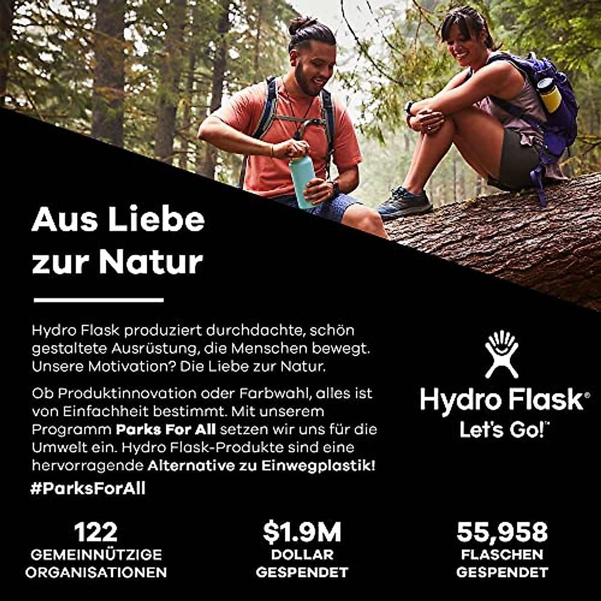 HYDRO FLASK - Water Bottle 621 ml (21 oz) - Refill For Good Edition - Stainless Steel & Vacuum Insulated - Standard Mouth with Leak Proof Flex Cap - Wave