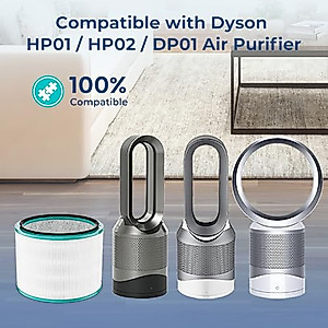 Fil-fresh 2-Pack HP01 HP02 Replacement Filter Kit, Compatible with Dyson HP01/HP02/DP01 Air Purifier, H13 True HEPA Filters and Activated Carbon, Replace 968125-03