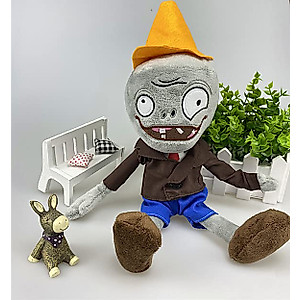 Suyudian 12" 1 PCS PVZ Plant and Zombies Plush Brown Coat Toys Stuffed Soft Doll Roadblock Conehead Zombie New