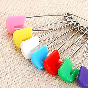 50 Pcs Baby Cloth Diaper Pins Stainless Steel Pins Plasetic End Safety Pins