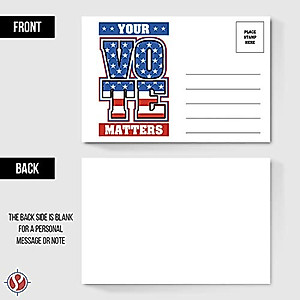 Your Vote Matters – Blank Patriotic Voting Post Cards for USA Election Campaign | Mailable, No Envelopes Needed | Flip Side Is Blank| Size 4 x 6 Inches | Bulk Set of 100 Cards Per Pack