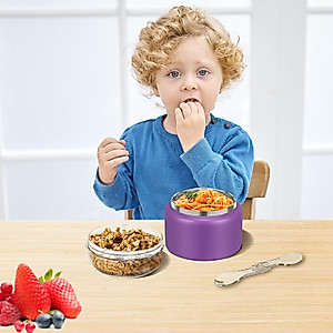 MAISON HUIS 2-in-1 Insulated Food Jar 8oz Soup Thermo with Tritan Snack Container Kids Thermo for Hot Food Lunch Containers Wide Mouth Vacuum Stainless Steel Leak Proof for School Travel