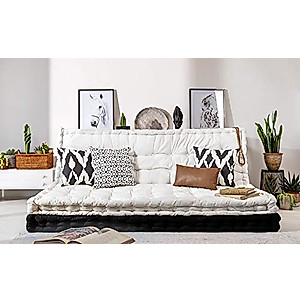 Throw Pillow Covers 18x18. Black and White Geometric Decorative Boho Throw Pillows Set of 4, For A Modern Living-Room Chic Accent. 100% Cotton & Faux Leather Lumbar Pillow For Couch or Bed…