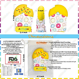 A Little Boo Baby Teething Mitten - Teether Glove - Infants Newborn Teething Toy [2 Pack] [Yellow]