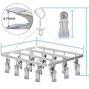 Tinfol Sliver Sock Drying Rack Clips, Aluminum Alloy Clothes Drying Racks with 22 Clips, Durable Laundry Hanger for Baby Clothes, Underwear, Pants, Hat, Gloves