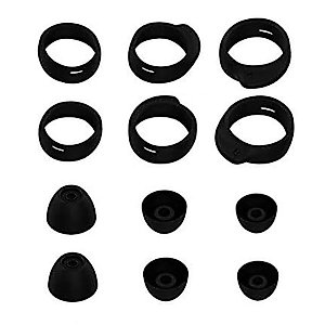 Rayker Ear Tips Kit for Galaxy Buds+ Plus SM-R175 Headphone, 3 Pairs Ear Hooks & 3 Pairs Ear Tips Kit, Soft Silicone, in Case, for SM-R175 Galaxy Buds Plus +, 3+3 Pairs, Black