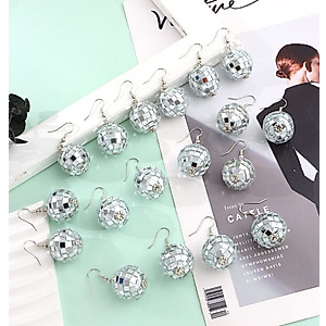 FIRAZIO 9 Pairs 70s Disco Ball Earrings Mirror Ball Earrings for Women 60s 70s Costume Accessories Halloween Earrings Disco Outfit Accessories