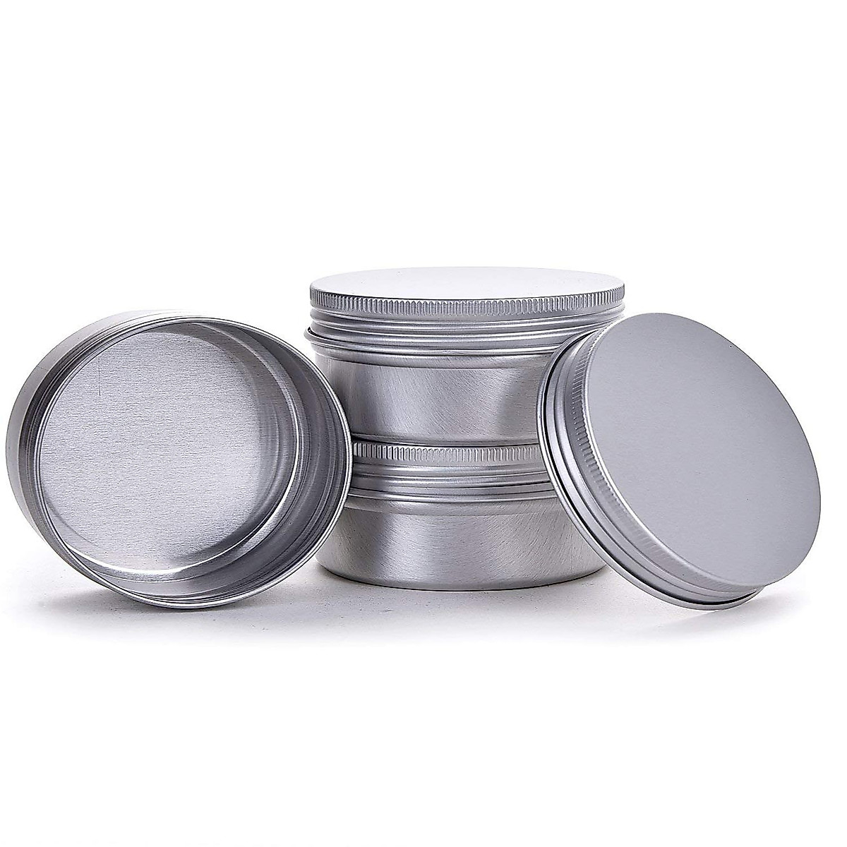 4 Ounce Aluminum Tin Jar Refillable Containers 120 ml Aluminum Screw Lid Round Tin Container Bottle for Cosmetic,Lip Balm, Cream, 12 Pack.