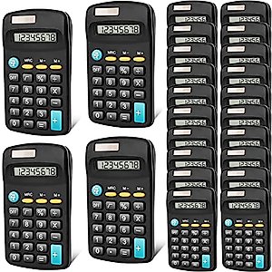 24 Pack Basic Calculators for Students Pocket Size Mini Calculators 8 Digit Display Basic Calculator Solar Battery Dual Power Handheld Calculators for Office School and Home