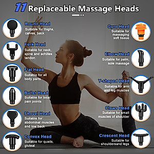 TOLOCO Massage Gun Deep Tissue, Back Massage Gun with 12 Heads, Percussion Massage Gun for Pain Relief, Gift for Mother Day & Father Gift, Dark Carbon