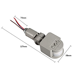 Motion Sensor Detector Switch, 90~250V 180 Degree Wall Mount Infrared PIR Motion Sensor Detector Infrared Switch for Outdoor Indoor (Gray)