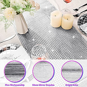 2 Pcs 14 x 72 Inches Glitter Disco Party Table Runner 70s Disco Party Table Cover 70s Birthday Party Supplies The 70s Dance Party Disco Theme Party 80s Hip Hop Party Decoration and Supplies for Table