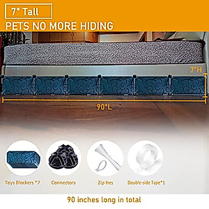 QIYIHOME Under Bed Blocker, Gap Bumper for Under Bed, Stop Things Going Under Bed or Sofa Couch, Toys Blocker for Pets Easy to Install,7" Height 90" Length, fits Cal King Size Bed, Black
