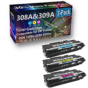 3-Pack (C+Y+M) Compatible High Yield 308A (Q2671A Q2672A Q2673A) Toner Cartridge use for HP?3550n Printer