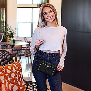 S-ZONE Crossbody Cell Phone Purse Wristlet Wallets for Women RFID Blocking Phone Wallet with 2 Straps