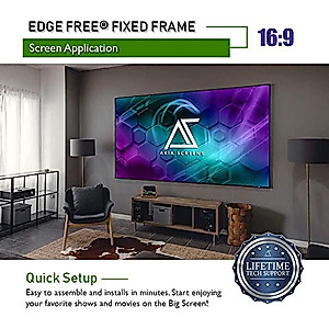 Akia Screens 145 inch Edge Free Fixed Frame Projector Screen 145" Diagonal 16:9 8K 4K Ultra HD 3D Ready CINEWHITE UHD-B Black Projection Screen for Indoor Movie Video Home Theater AK-NB145H