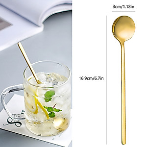 8 PCS 6.7 Inch Plated Stainless Steel Espresso Spoons, lyfLux Stirring Spoons Mini Teaspoons Set for Coffee Sugar Dessert Cake Ice Cream Soup Antipasto Cappuccino (Gold)