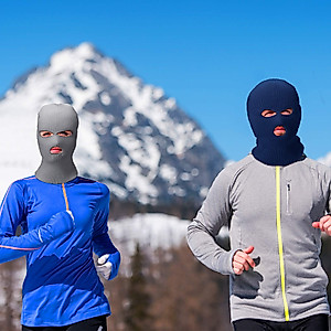3 Pieces 3 Hole Ski Mask Knitted Full Face Cover Adult Balaclava Knit Ski Face Cover Thermal Knitted Head Wrap for Men Women(Black, Gray, Navy Blue)